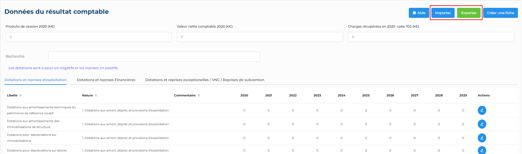 Import du résultat comptable – Visial Web